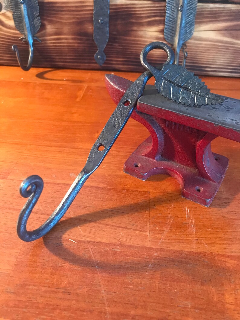 A Pair of Twisted Leaf Hooks. Hand-forged by Blacksmith Artist - Etsy