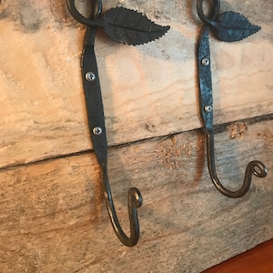 A Pair of Twisted Leaf Hooks. Hand-forged by Blacksmith Artist ...