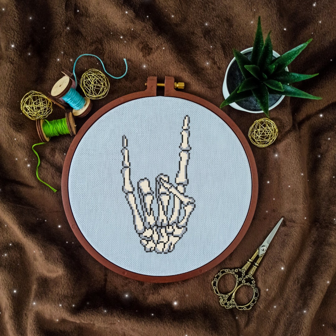 Skeleton Rock and Roll Cross Stitch Pattern - Etsy