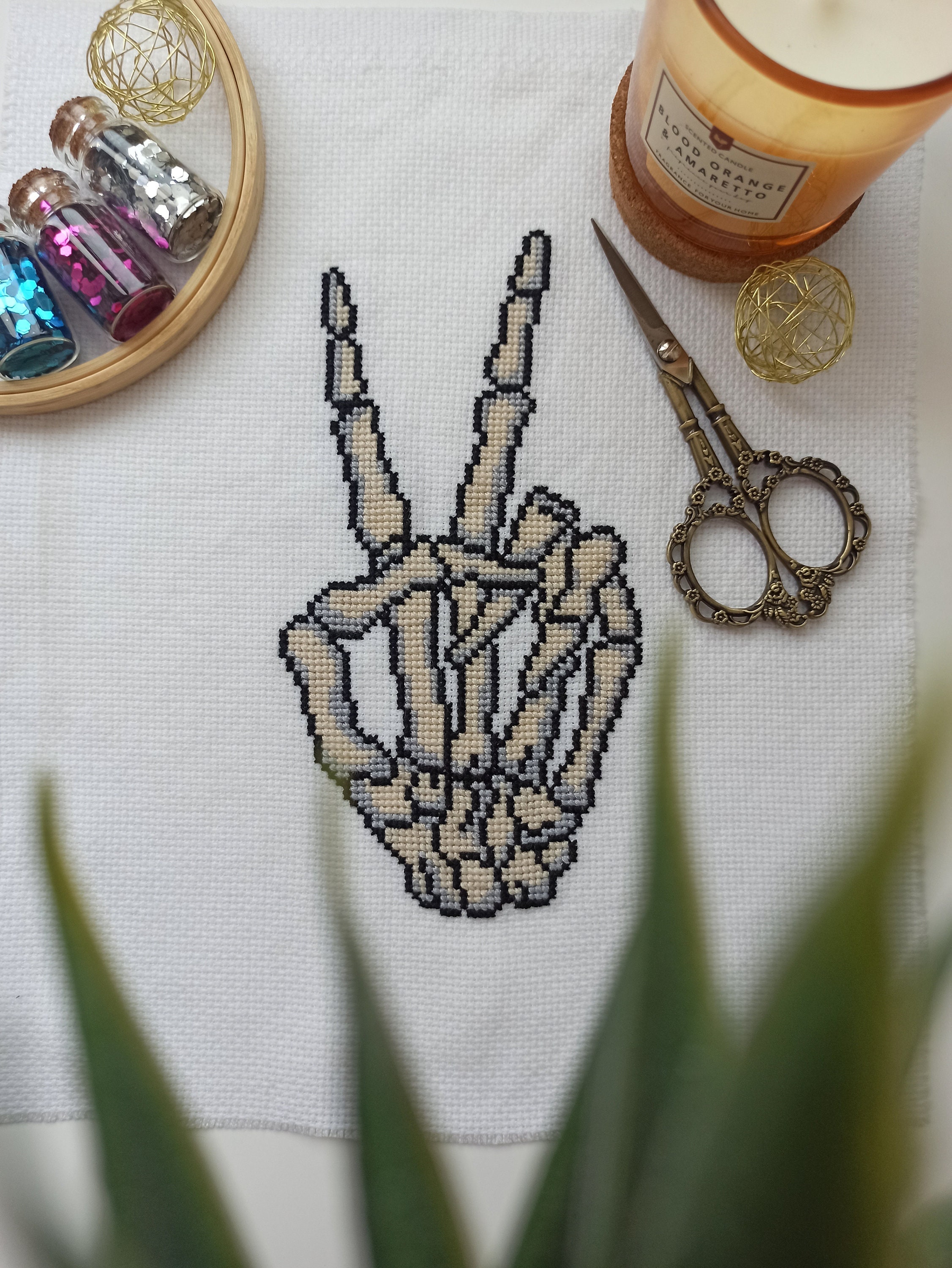 Skeleton Peace Sign Cross Stitch Pattern - Etsy