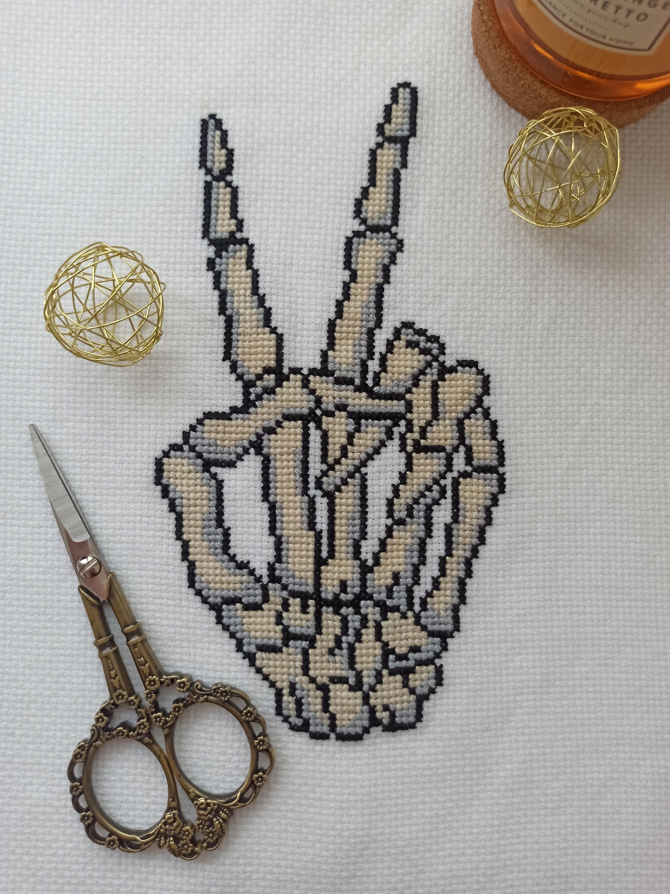 Skeleton Peace Sign Cross Stitch Pattern - Etsy