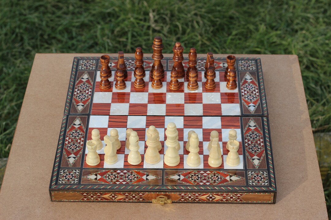 Clamshell Chess, Handmade Backgammon Chess Set, Adult Backgammon Set ...