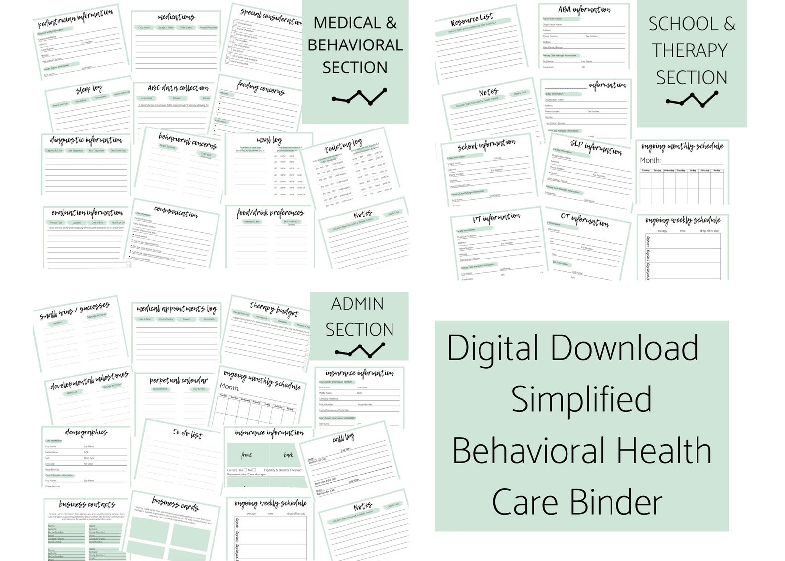 Simplified Behavioral Health Care Binder - DIGITAL DOWNLOAD - Etsy