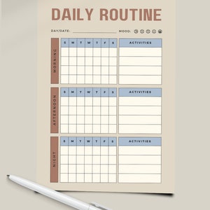 Printable Daily Routine Planner Template Morning Afternoon - Etsy
