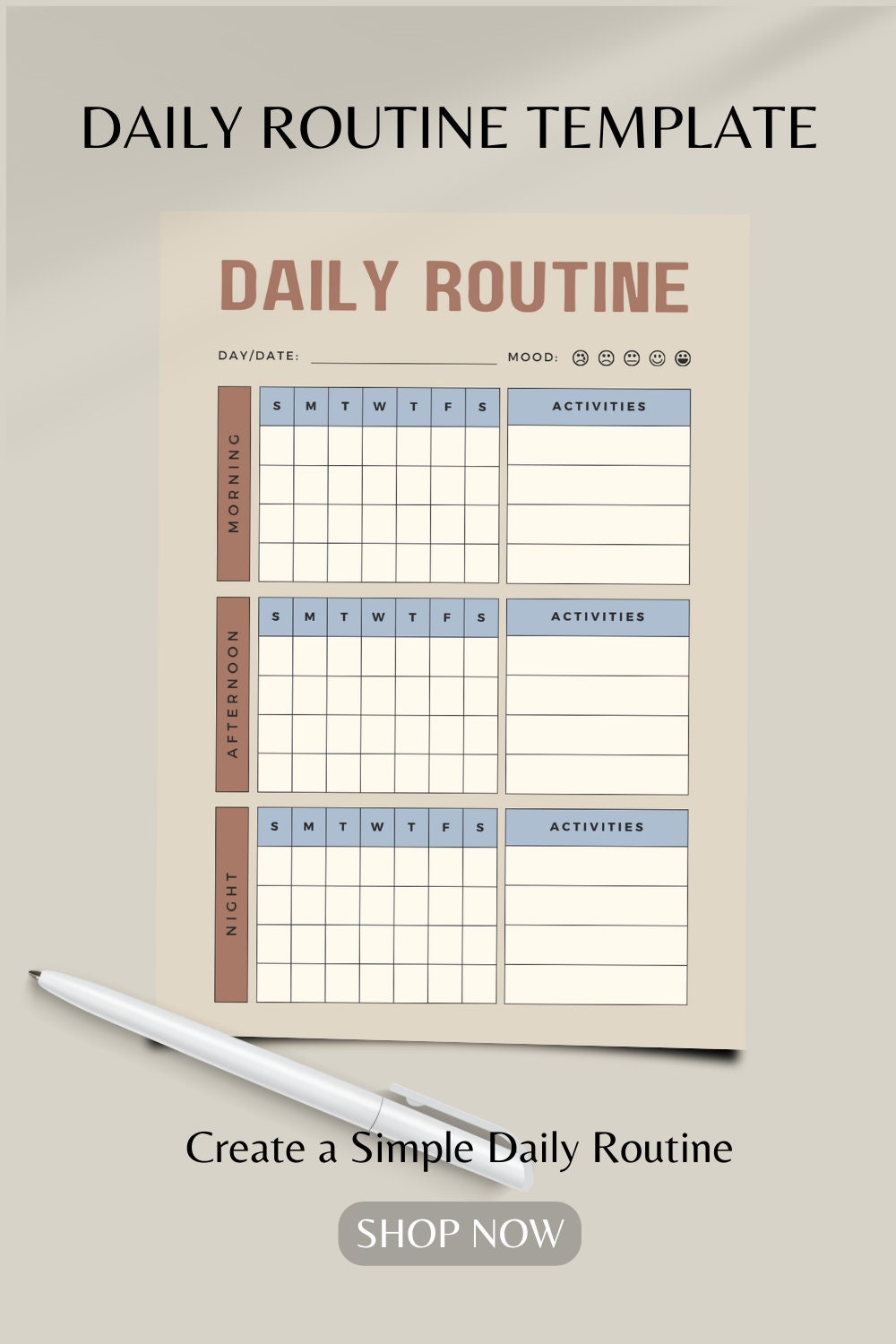 Printable Daily Routine Planner Template Morning Afternoon - Etsy