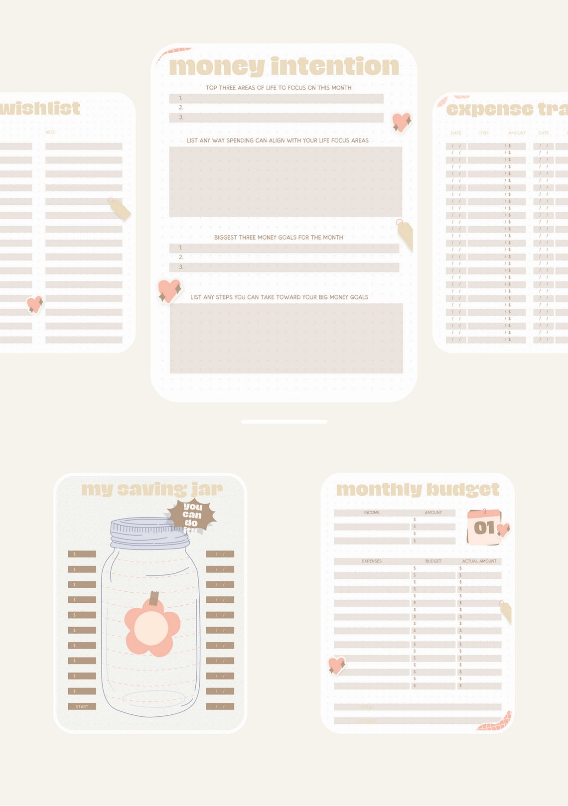Printable Budgeting Bundle-money Intention Expense Tracker - Etsy