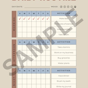 Printable Daily Routine Planner Template Morning Afternoon - Etsy