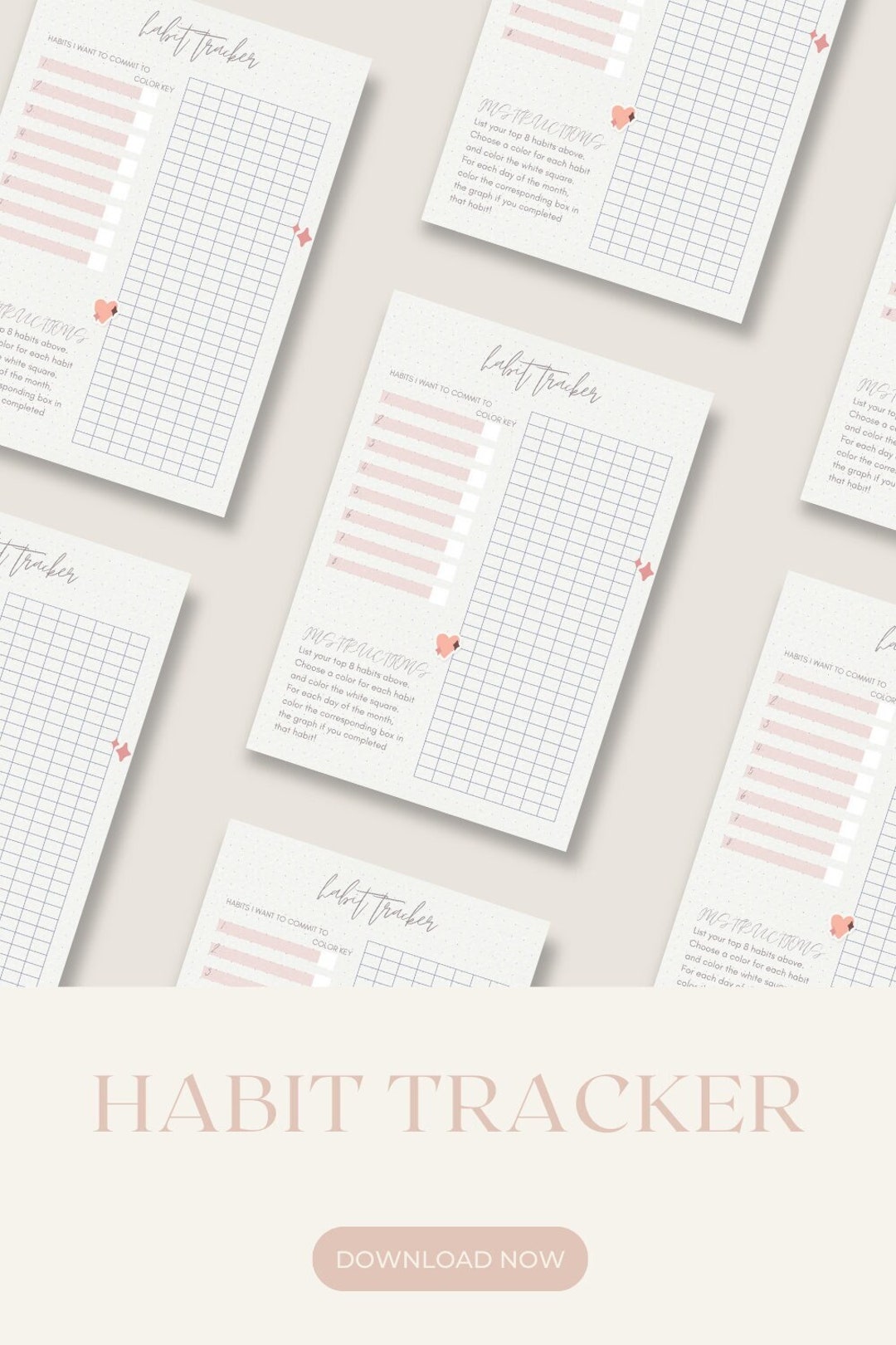 Monthly Habit Tracker Printable Colorful Monthly Habit Tracking Chart ...