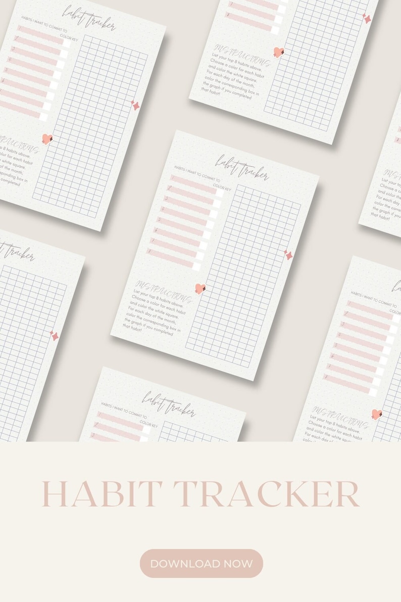 Monthly Habit Tracker Printable Colorful Monthly Habit Tracking Chart ...