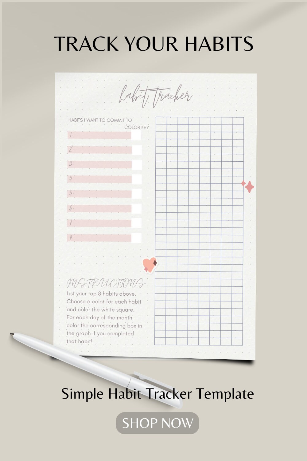 Monthly Habit Tracker Printable Colorful Monthly Habit Tracking Chart ...