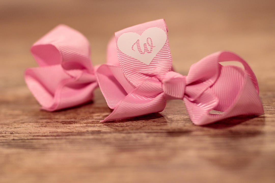Personalized Initial Bow: Cursive Candy Heart-style Grosgrain Ribbon ...