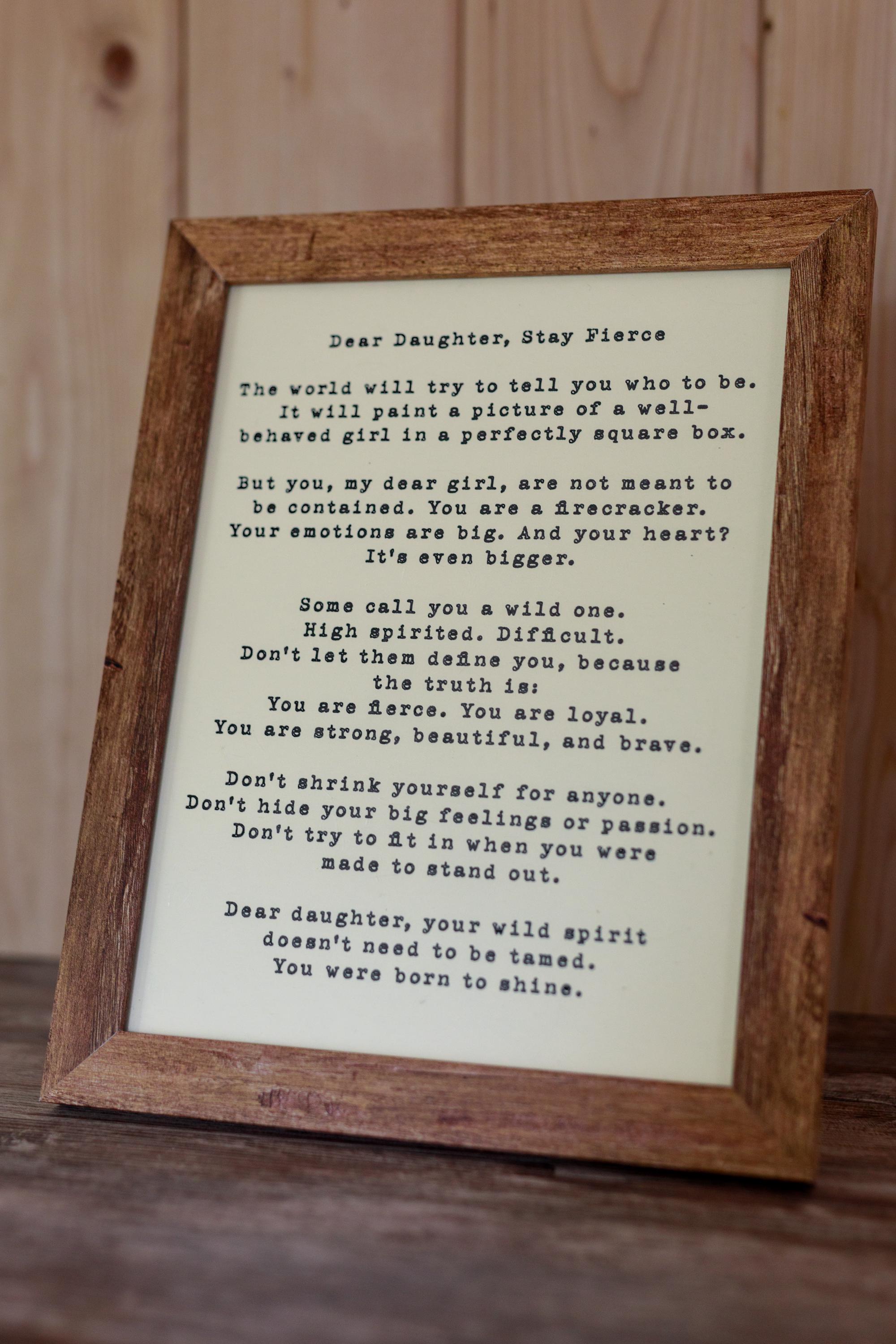 Dear Daughter Letter - Framed Wall Decor - Baby Girl Nursery, Girl’s ...