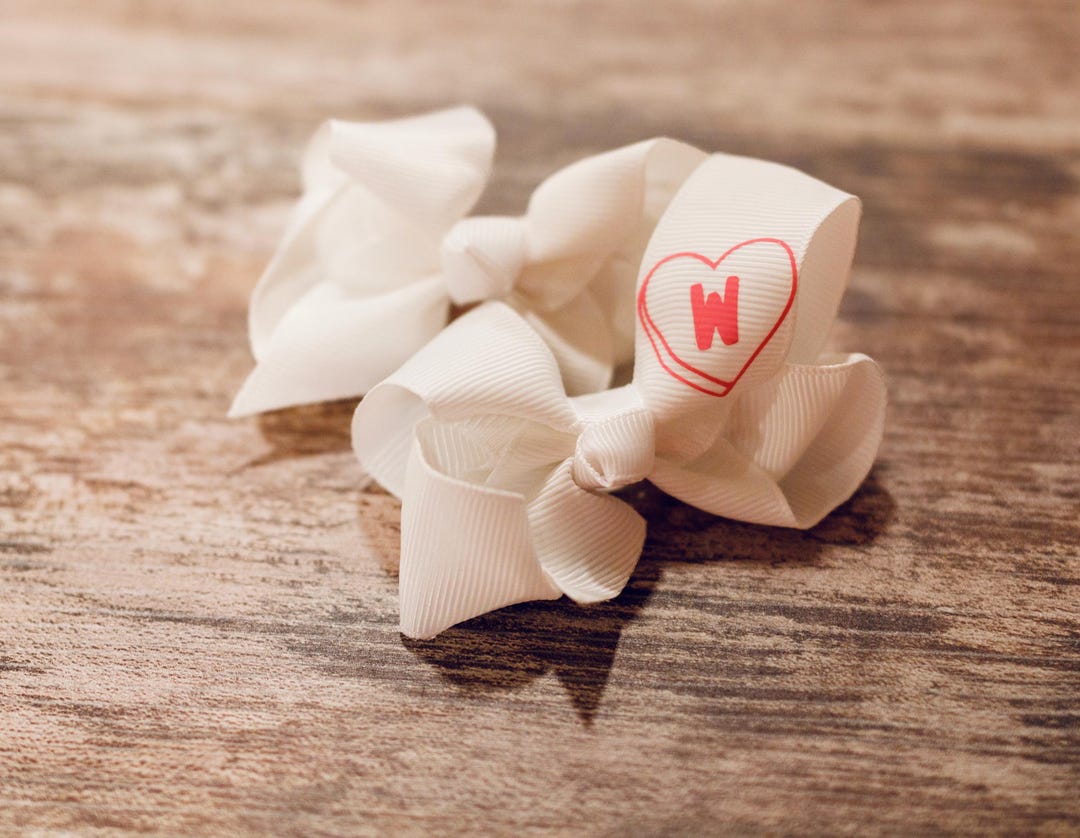 Personalized Candy Heart Style Inital Bows - Custom Bows Set for Little ...
