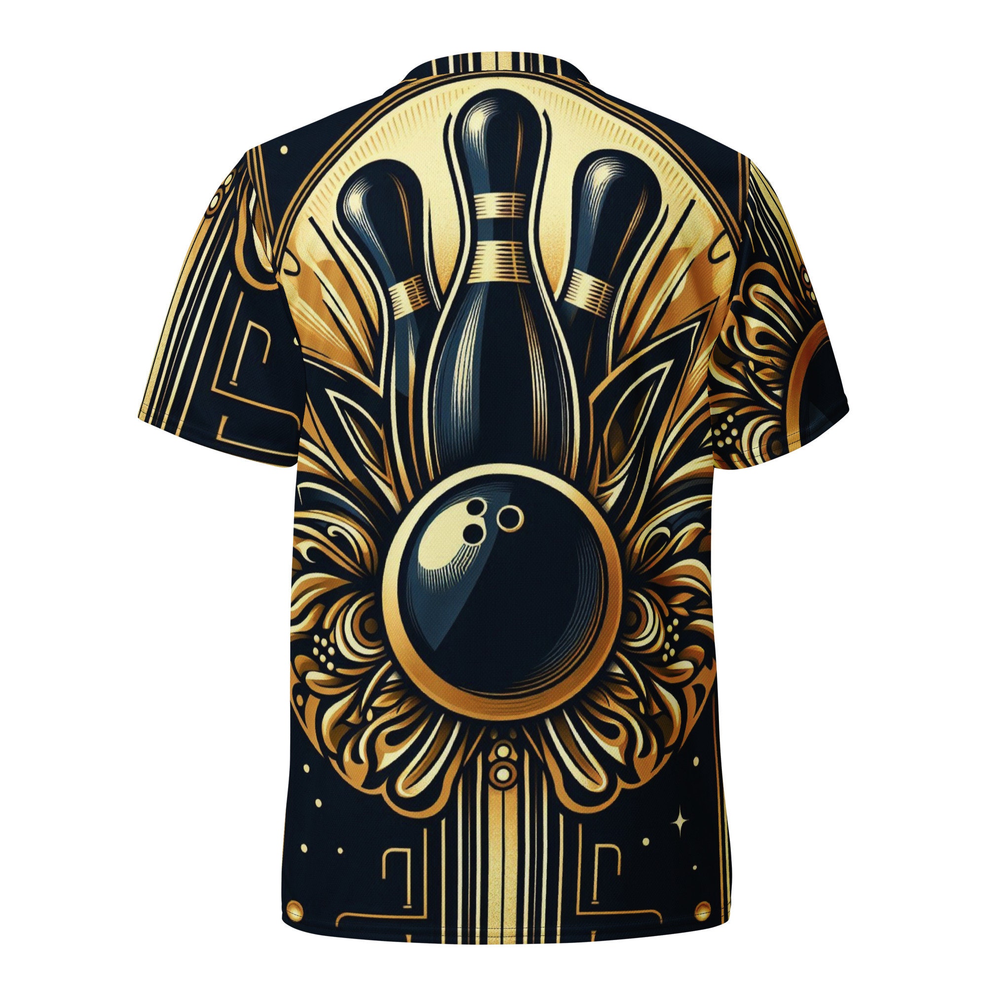 Men's Classic Art Deco Style Bowling Jersey Timeless Elegance Blue ...