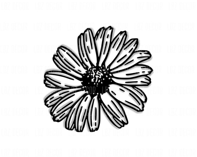 Daisy Flower Outline SVG, Daisy Flower Clipart, Daisy Flower Files for ...