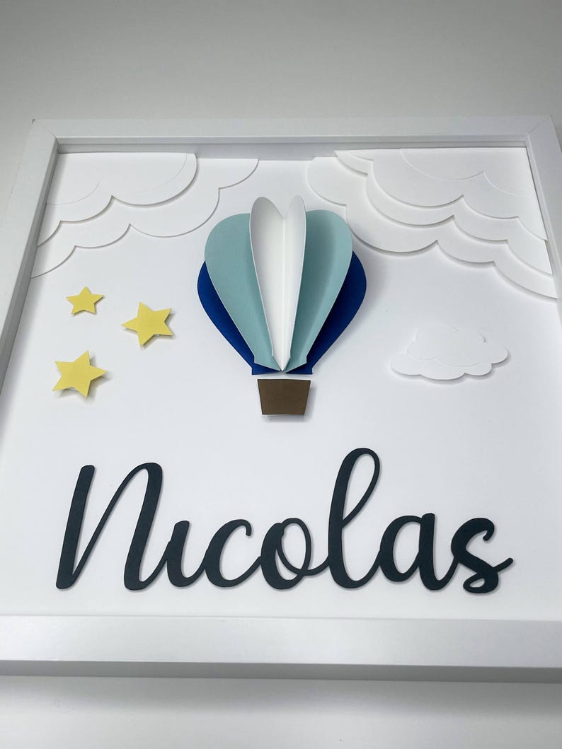 12 X 12" Custom 3D Art Paper Shadow Box - Hot Air Balloon. Gifts for ...