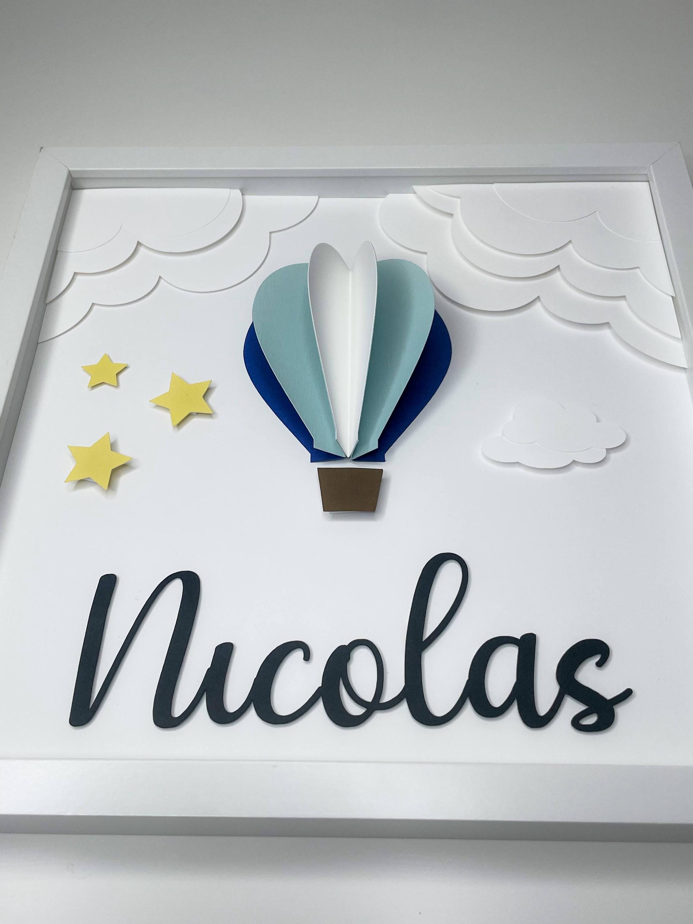 12 X 12" Custom 3D Art Paper Shadow Box - Hot Air Balloon. Gifts for ...