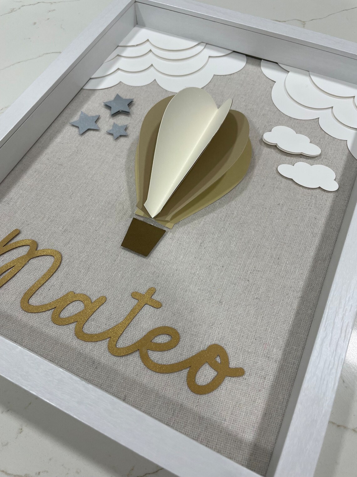 11 X 14" Custom 3D Art Paper Shadow Box - Hot Air Balloon. Gifts for ...