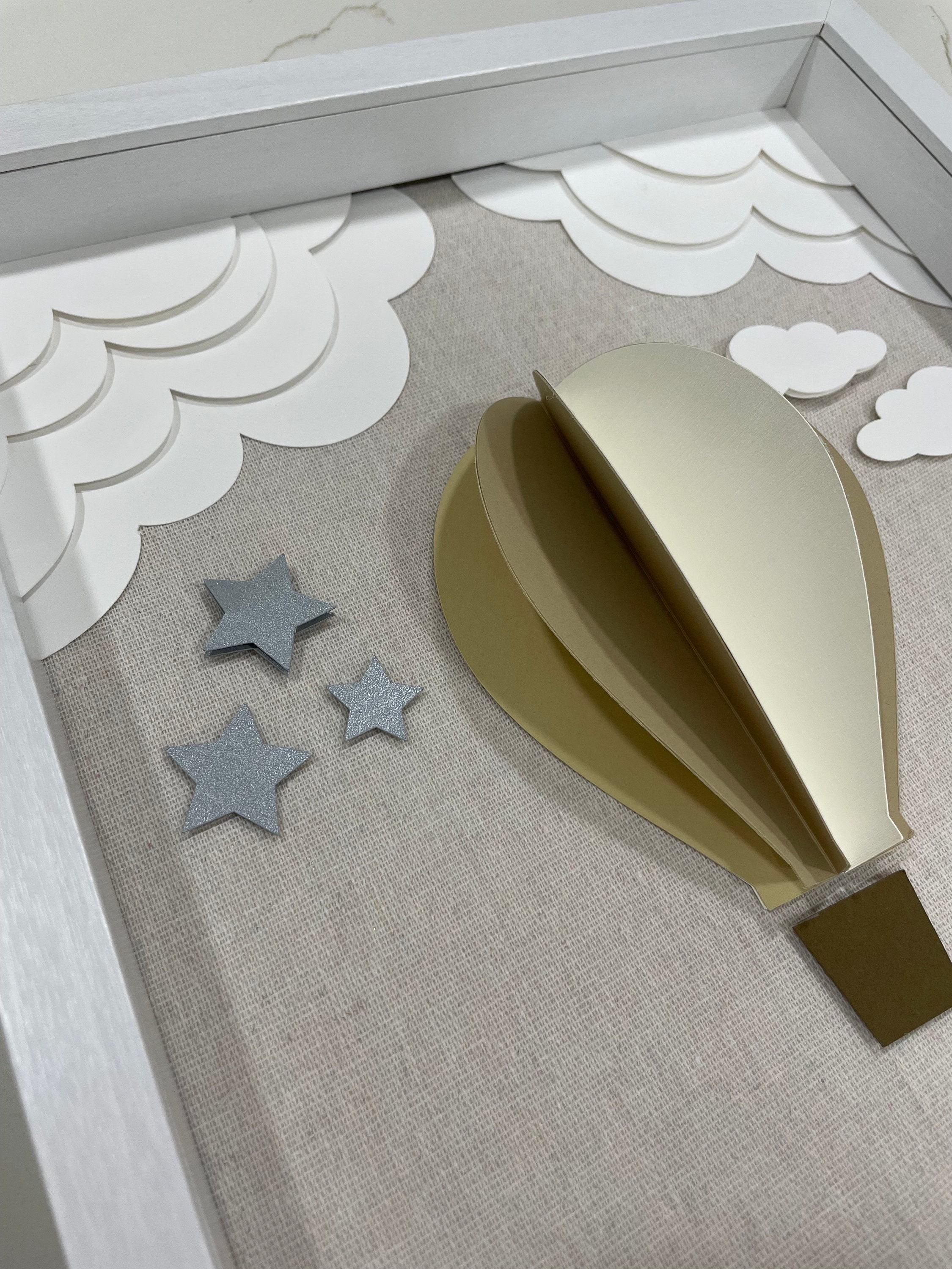 11 X 14" Custom 3D Art Paper Shadow Box - Hot Air Balloon. Gifts for ...