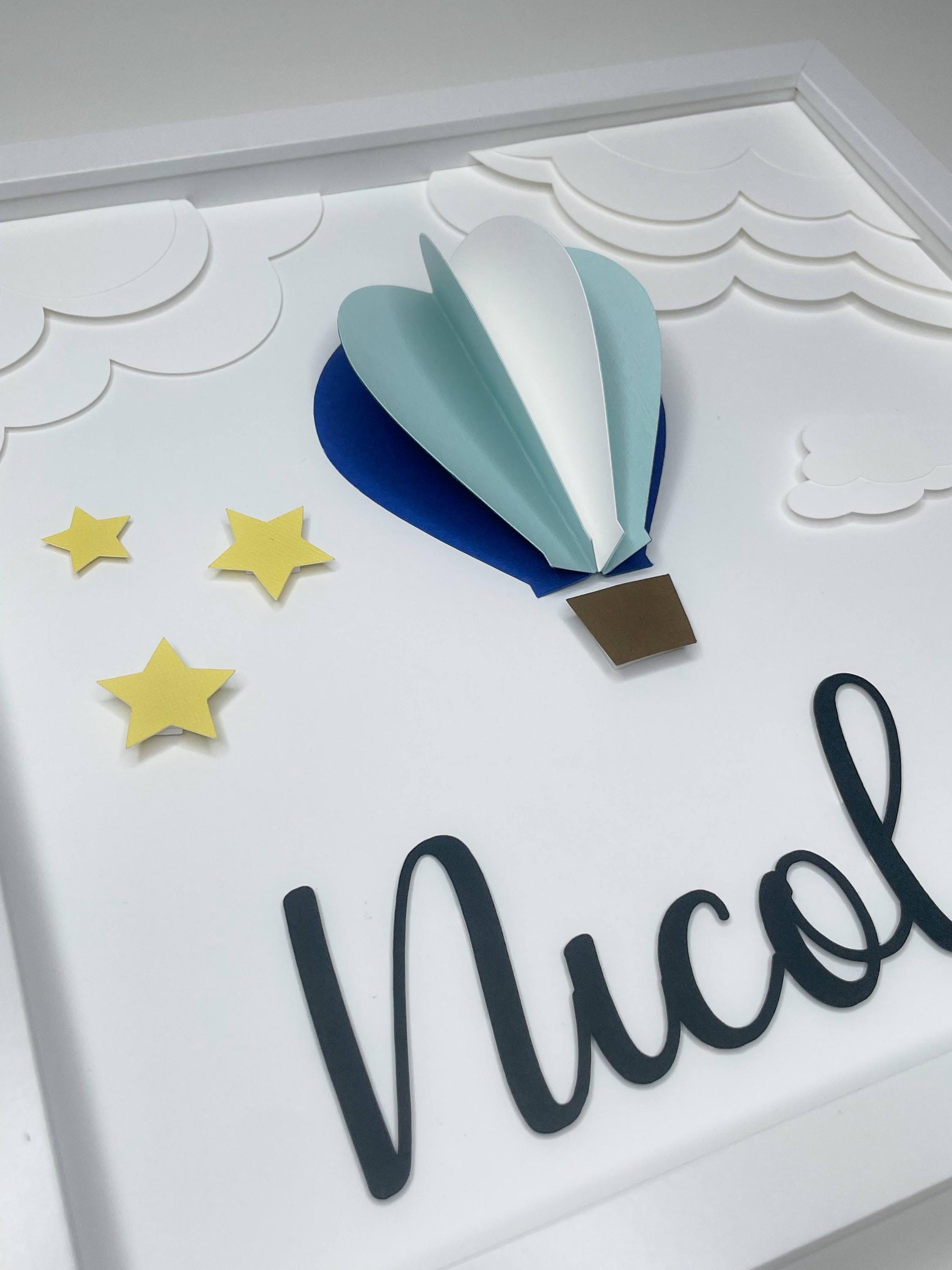 12 X 12" Custom 3D Art Paper Shadow Box - Hot Air Balloon. Gifts for ...