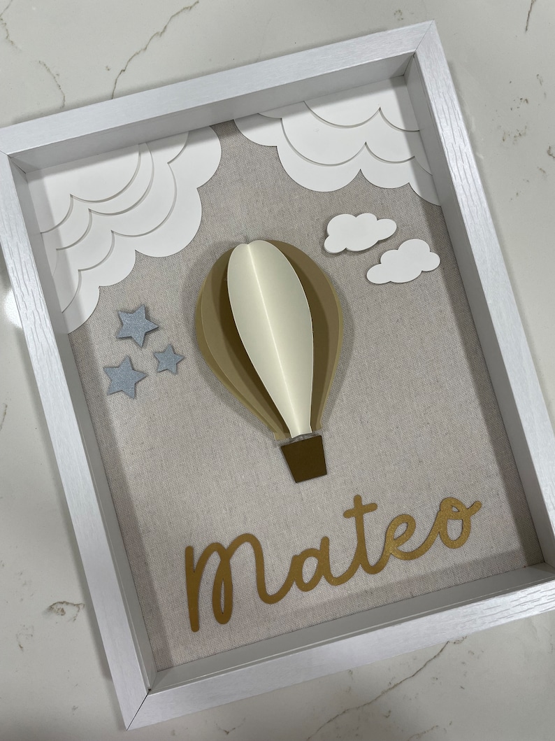 11 X 14" Custom 3D Art Paper Shadow Box - Hot Air Balloon. Gifts for ...