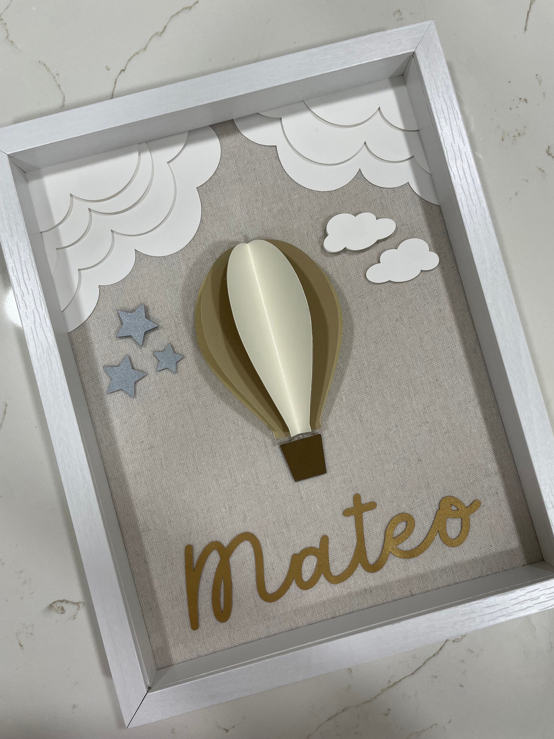 11 X 14" Custom 3D Art Paper Shadow Box - Hot Air Balloon. Gifts for ...