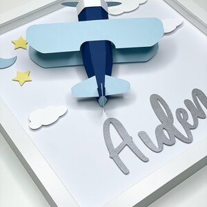 12 X 12" Custom 3D Art Paper Shadow Box - Plane. Gifts for Baby Nursery ...