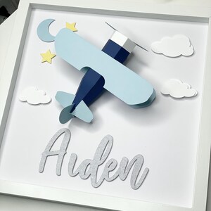 12 X 12" Custom 3D Art Paper Shadow Box - Plane. Gifts for Baby Nursery ...