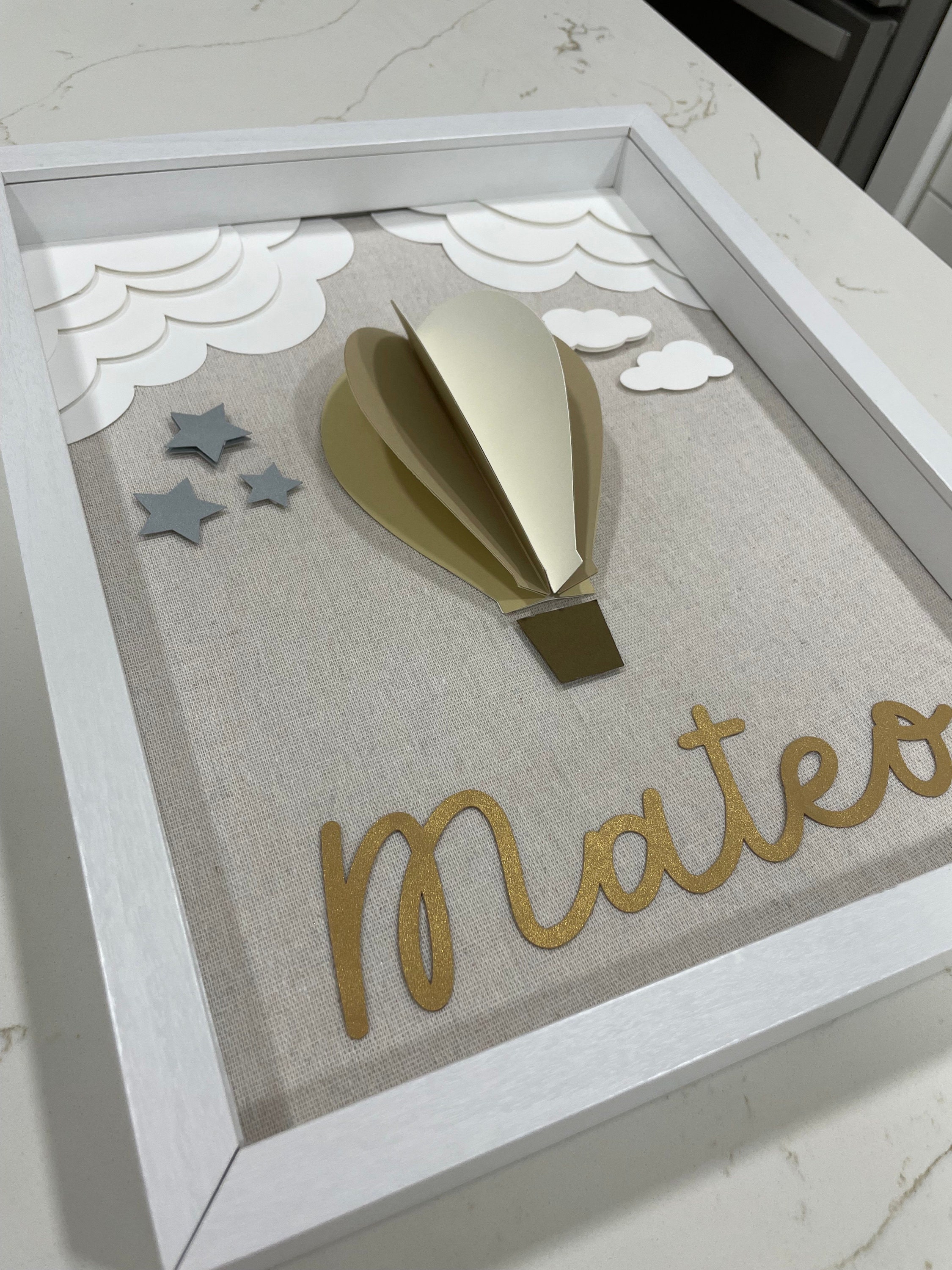 11 X 14" Custom 3D Art Paper Shadow Box - Hot Air Balloon. Gifts for ...