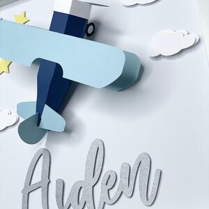 12 X 12" Custom 3D Art Paper Shadow Box - Plane. Gifts for Baby Nursery ...