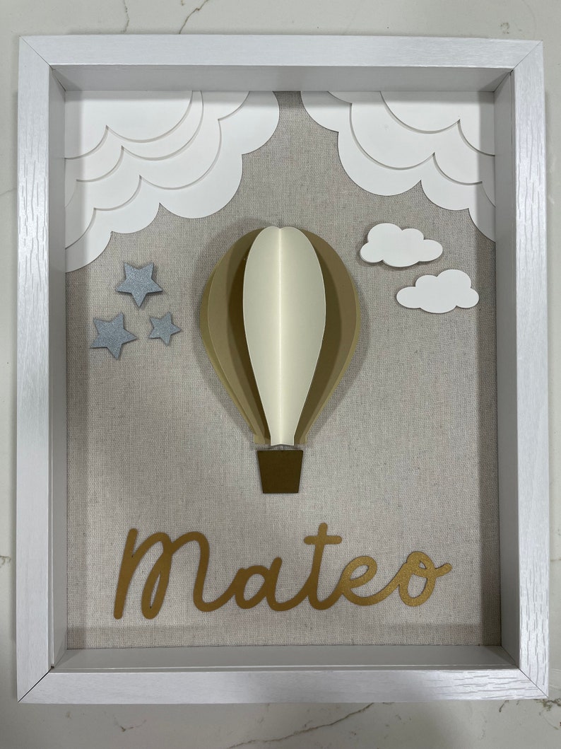 11 X 14" Custom 3D Art Paper Shadow Box - Hot Air Balloon. Gifts for ...
