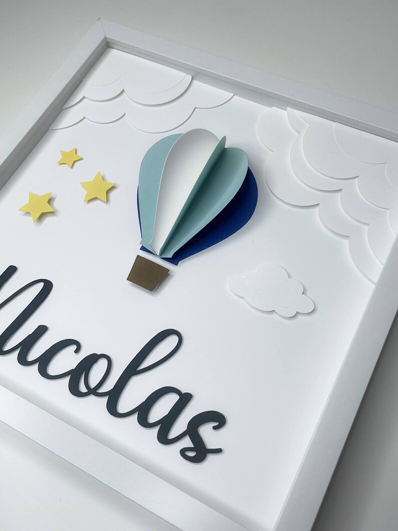 12 X 12" Custom 3D Art Paper Shadow Box - Hot Air Balloon. Gifts for ...