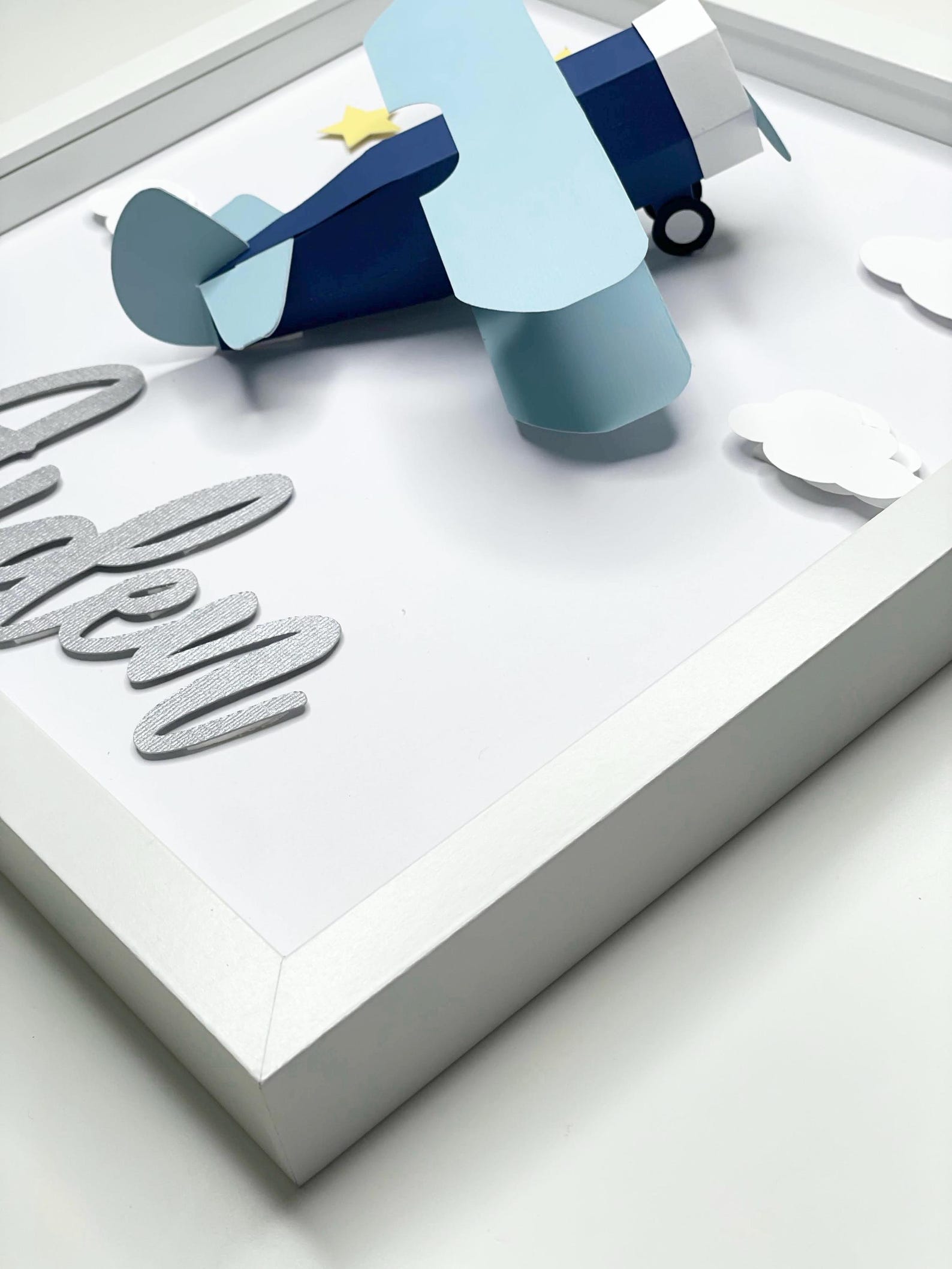 12 X 12" Custom 3D Art Paper Shadow Box - Plane. Gifts for Baby Nursery ...