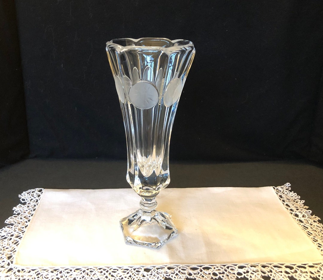 Fostoria Clear Glass Coin Vase Frosted/satin Coin Shape Eagle, Torch ...