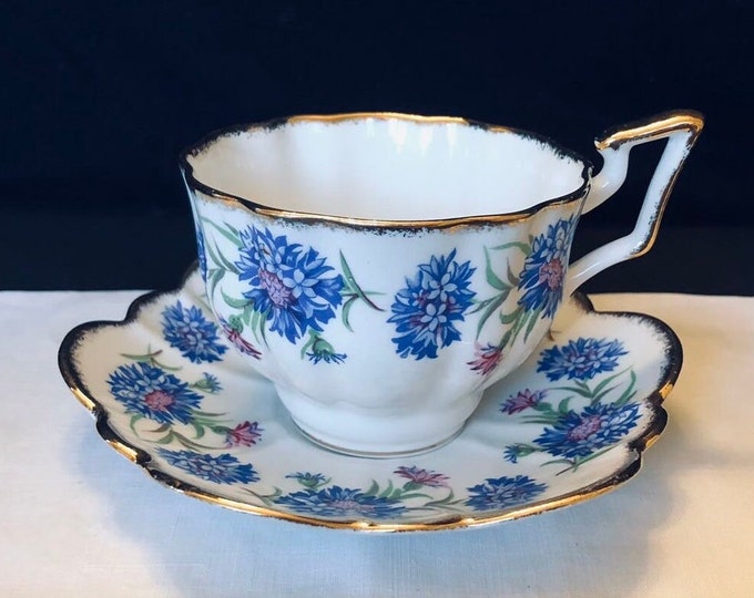 Salisbury 'harvest Time' Tea or Coffee Cup and Saucer; Blue Cornflowers ...