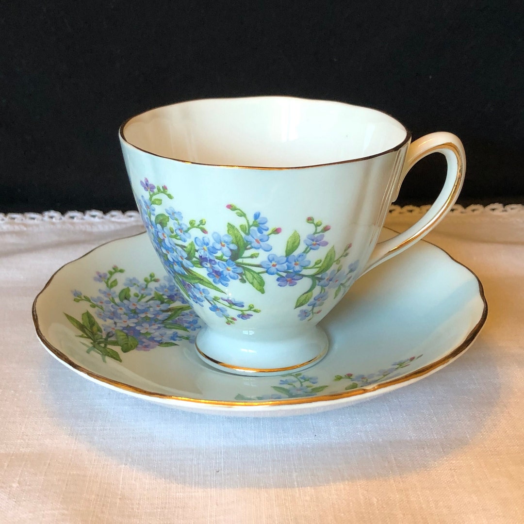 Colclough Bone China Tea or Coffee Cup and Saucer; Forget Me Not ...