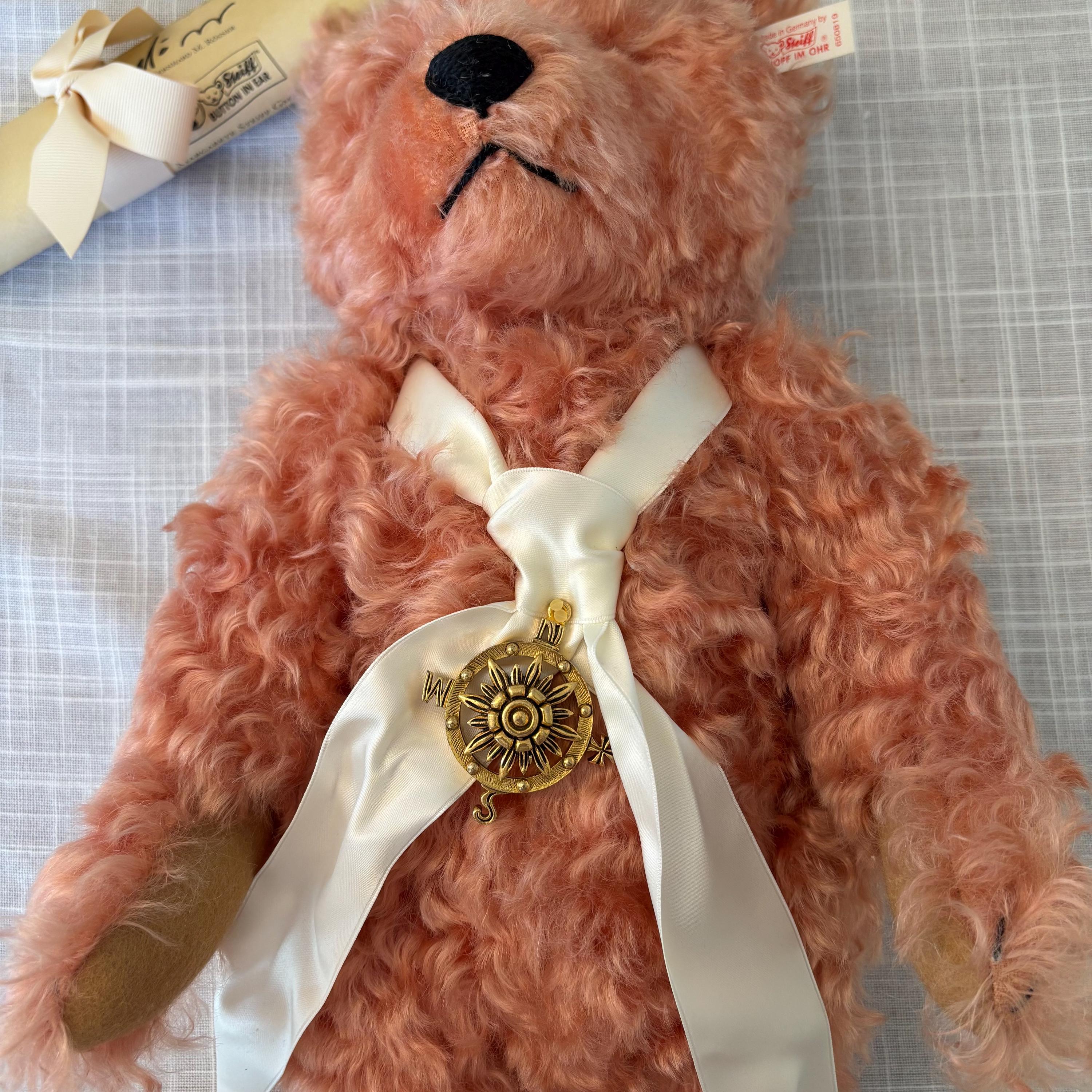 Steiff Teddy Bear Compass Rose 1995 Special US Edition; 17" High, Pink ...