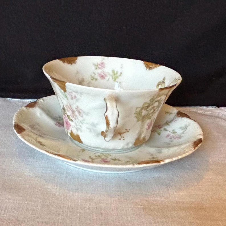 Theodore Haviland Limoges Tea or Coffee Cup and Saucer; Pink Floral ...
