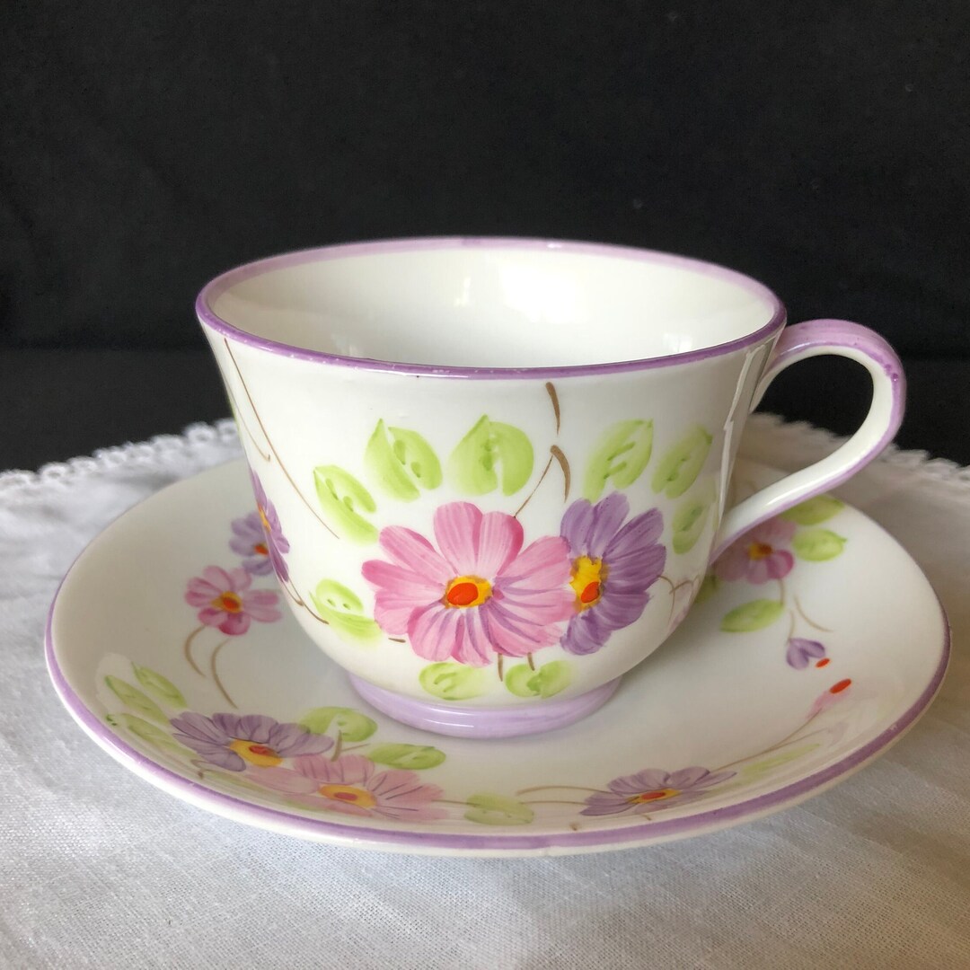 Phoenix Bone China Hand Painted Tea or Coffee Cup and Saucer; Pink and ...
