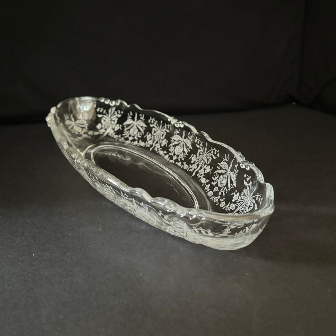 Heisey Glass Orchid Pattern Etched Glass Celery/relish/cracker Dish; 12 ...