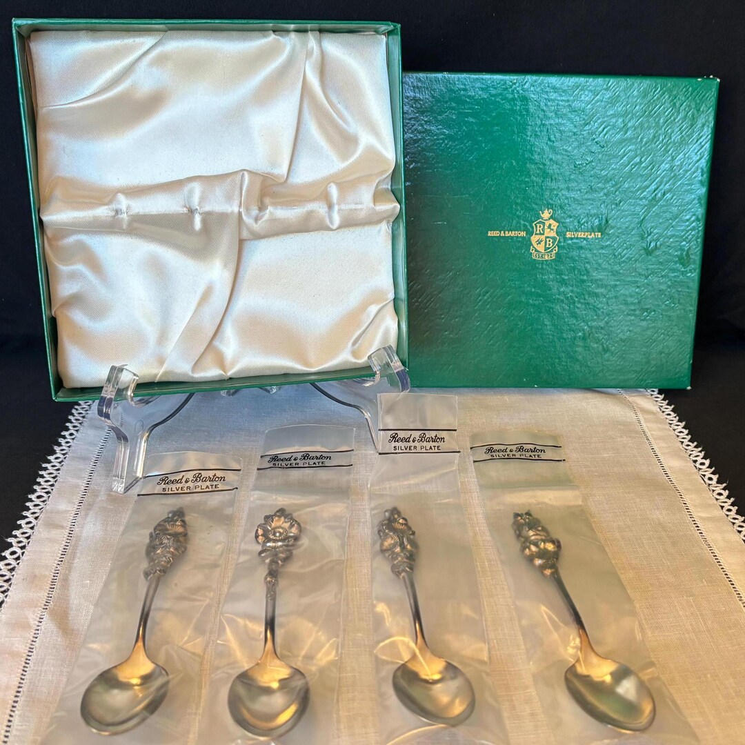 Boxed Set of 4 Sealed Reed & Barton Silverplate 5 O'clock Spoons ...