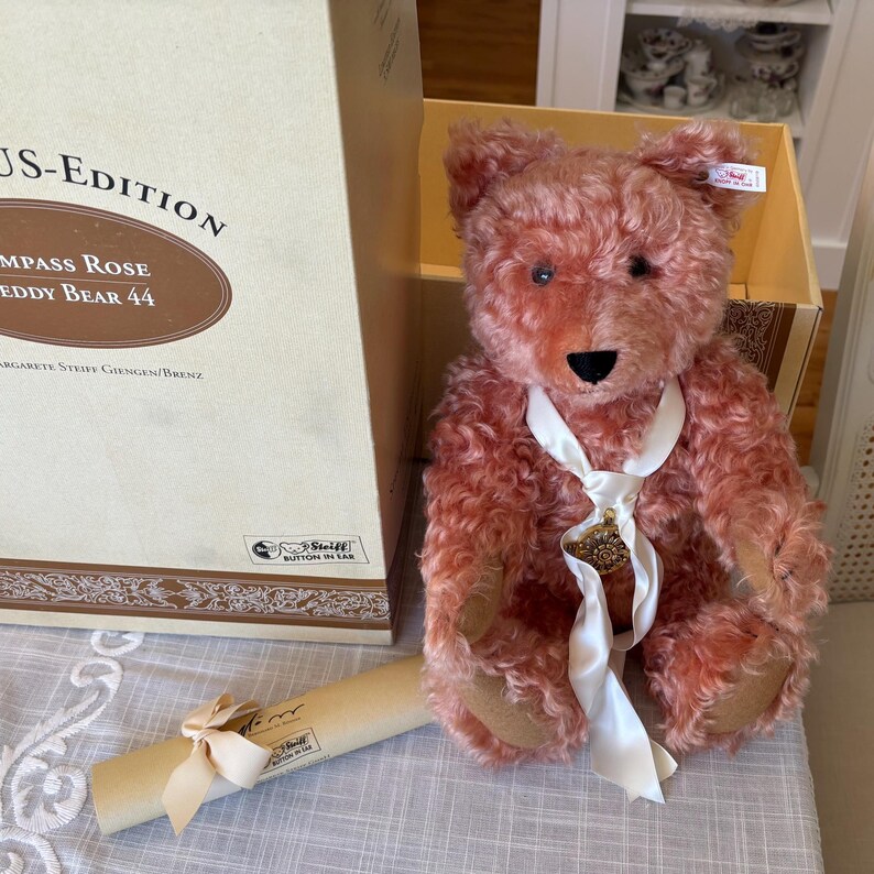 Steiff Teddy Bear Compass Rose 1995 Special US Edition; 17" High, Pink ...