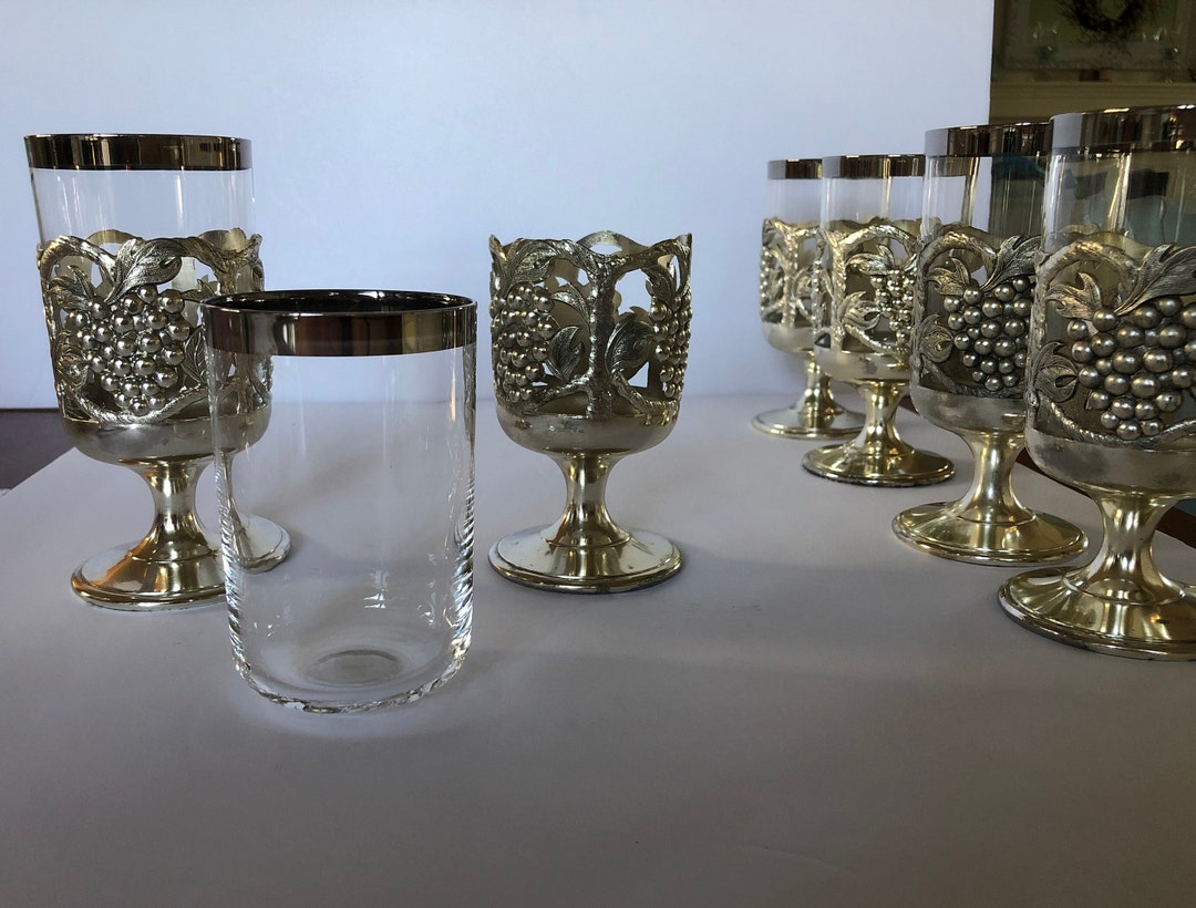 Set of Six Silver Plate Goblets / Tumblers / Chalice / Wine Glass ...