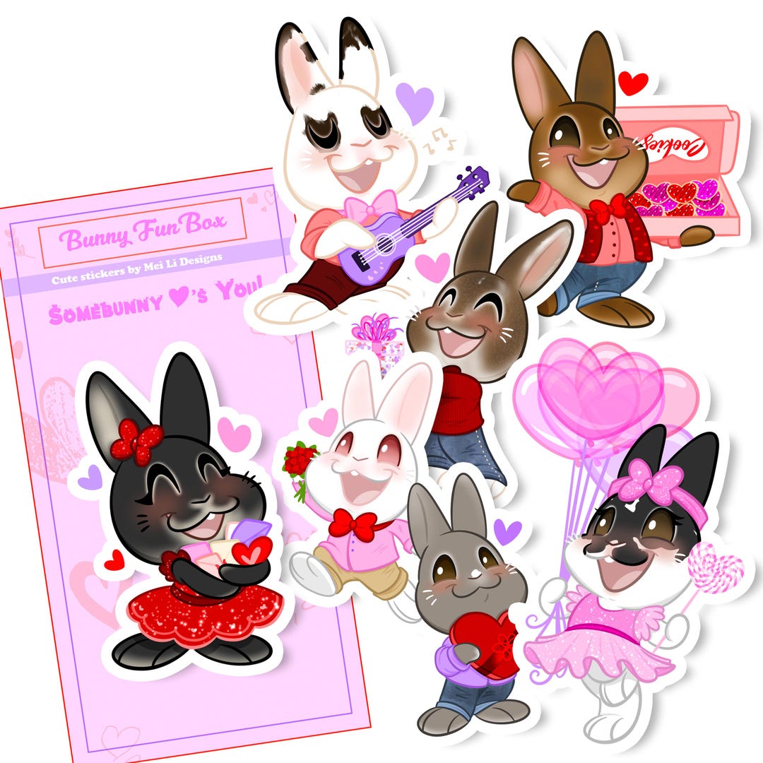 Somebunny Loves You Bunny Stickers, Vinyl Bunny Stickers, Bunny ...
