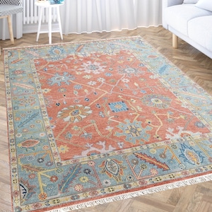 Elegant Contemporary Oushak Rug Soft Rust Accent 4x6, 5x8, 6x9, 8x10 ...