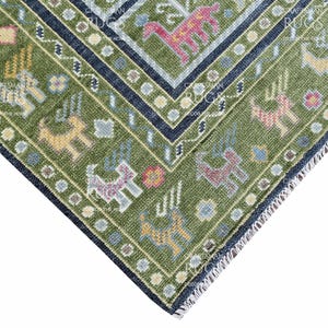 Exquisite Verdant Hand Knotted Indo Shabargan Rug 4x6, 5x8, 6x9, 8x10 ...