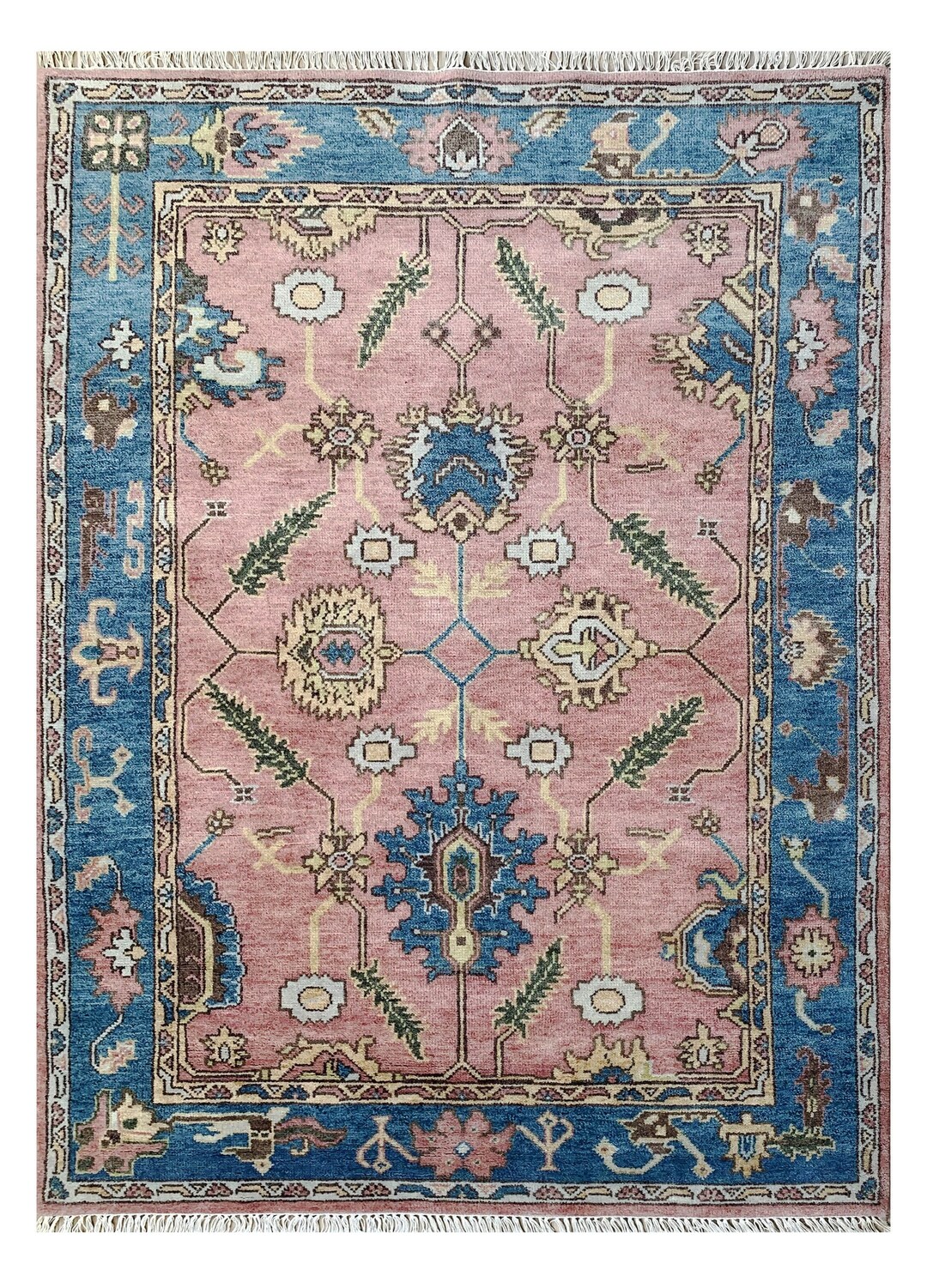 Elegant Oushak Rug Soft Pink Turkish Rug 4x6, 5x8, 6x9, 8x10, 9x12 ...