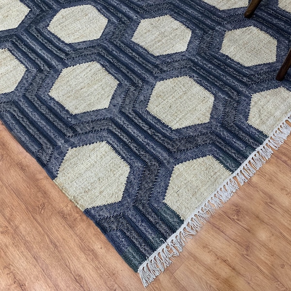 Blue Dhurrie Rug - Etsy