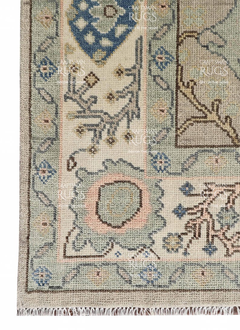 Elegant Beige Indo Oushak Rug, Hand Knotted Perfection for Living ...