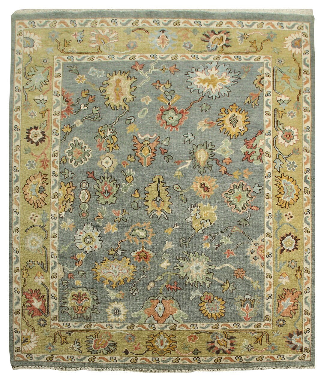 Gray Mustard Turkish Oushak Hand Knotted Rug 4x6, 5x8, 6x9, 8x10, 9x12 ...